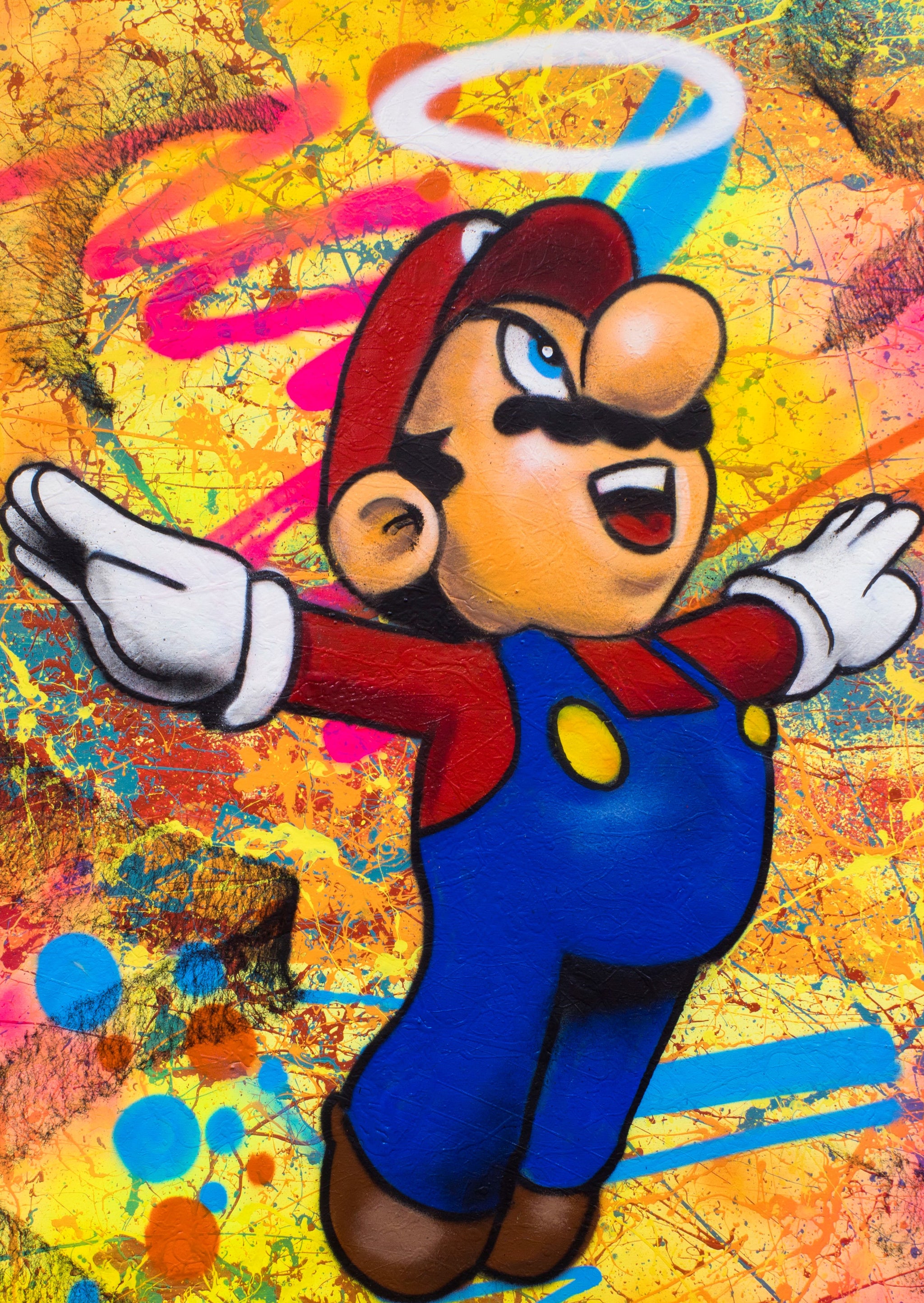 Super Mario the Angel: Cartoon Graffiti Wall Masterpiece – Nomen Graffiti